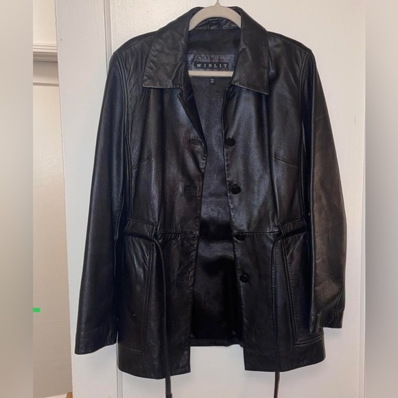 Winlit | Jackets & Coats | Vintage Black Leather Coat | Poshmark